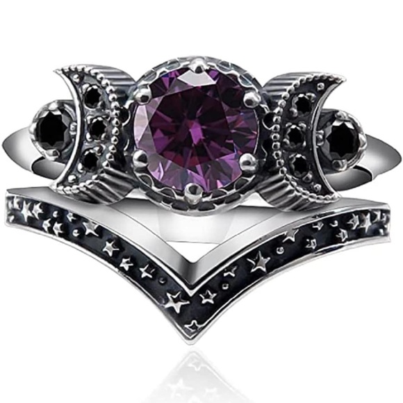 Jewelry | Triple Moon Goddess Ring Set | Poshmark
